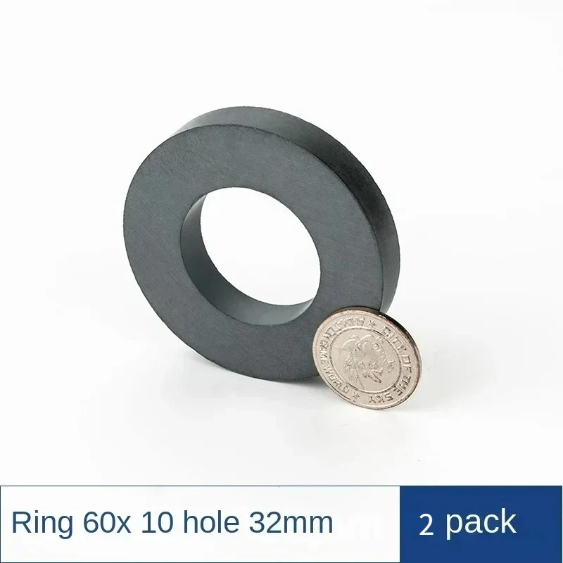 2PCS/LOT Ring Ferrite Magnet 60*10 mm Hole 32 mm Black Round Speaker ...
