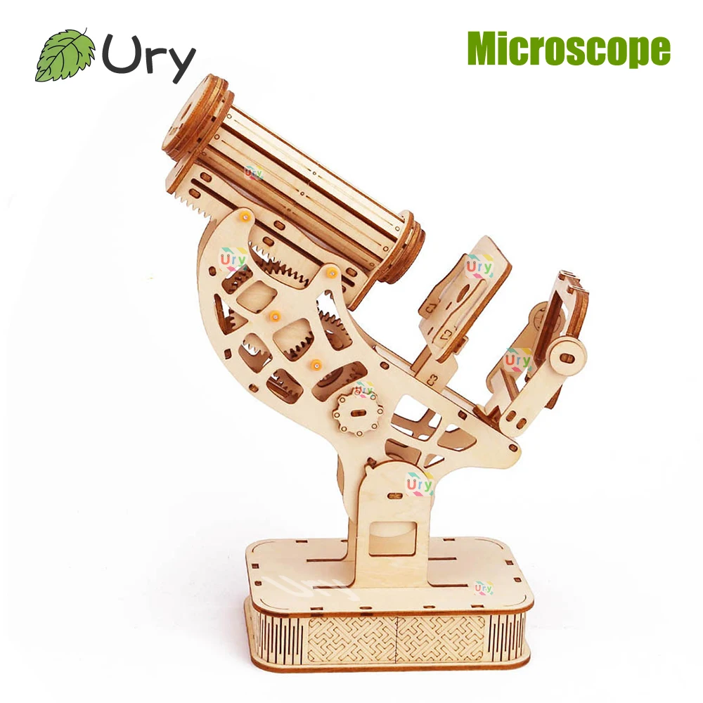Ury-3D-Wooden-Puzzle-Microscope-Model-Mechanical-Gear-Kit-Science ...