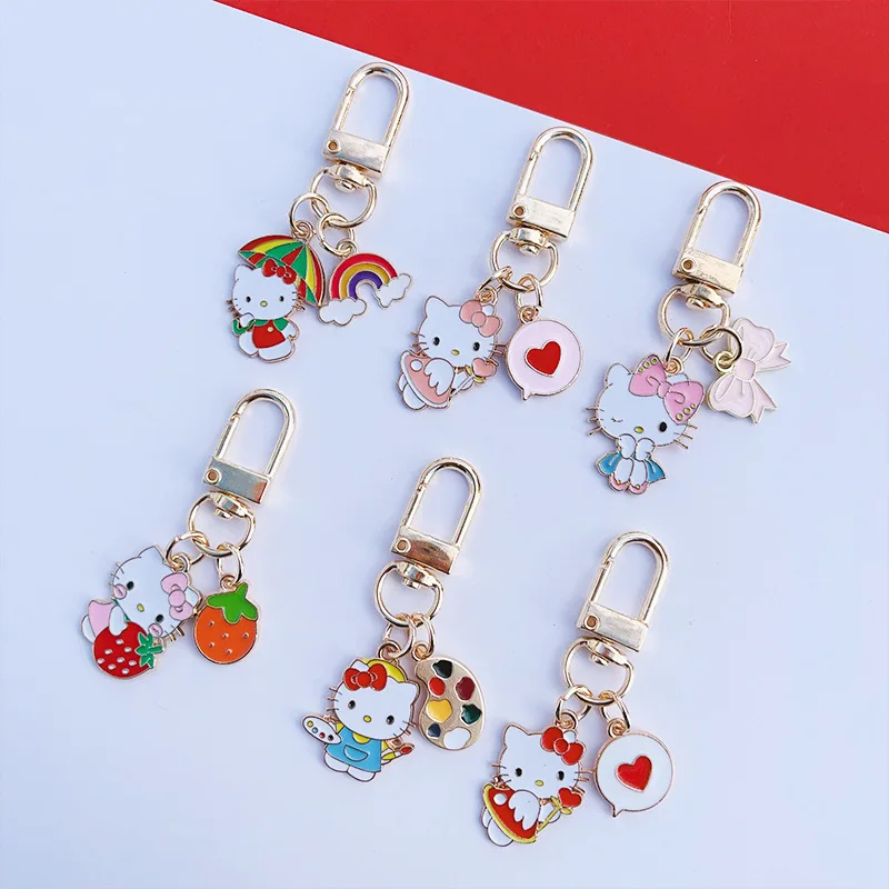 Hello-Kitty-Cat-Keychain-Cartoon-Anime-Cute-Bag-Pendant-Car-Key-Chain ...