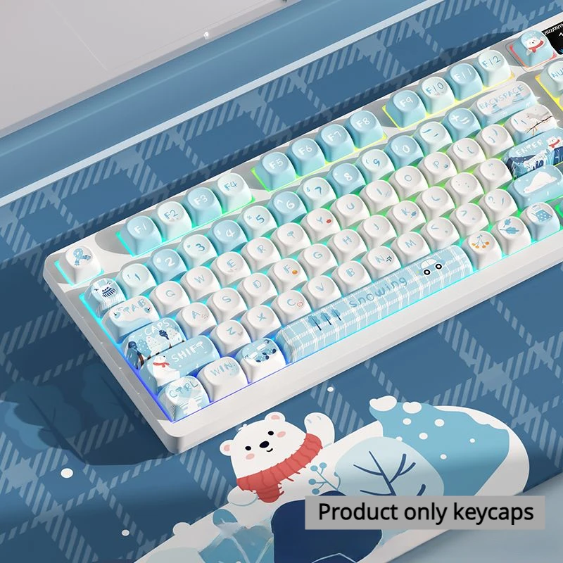 Snowflakes-Theme-Keycaps-127-Keys-MOA-Profile-PBT-Square-KeyCap-Dye ...