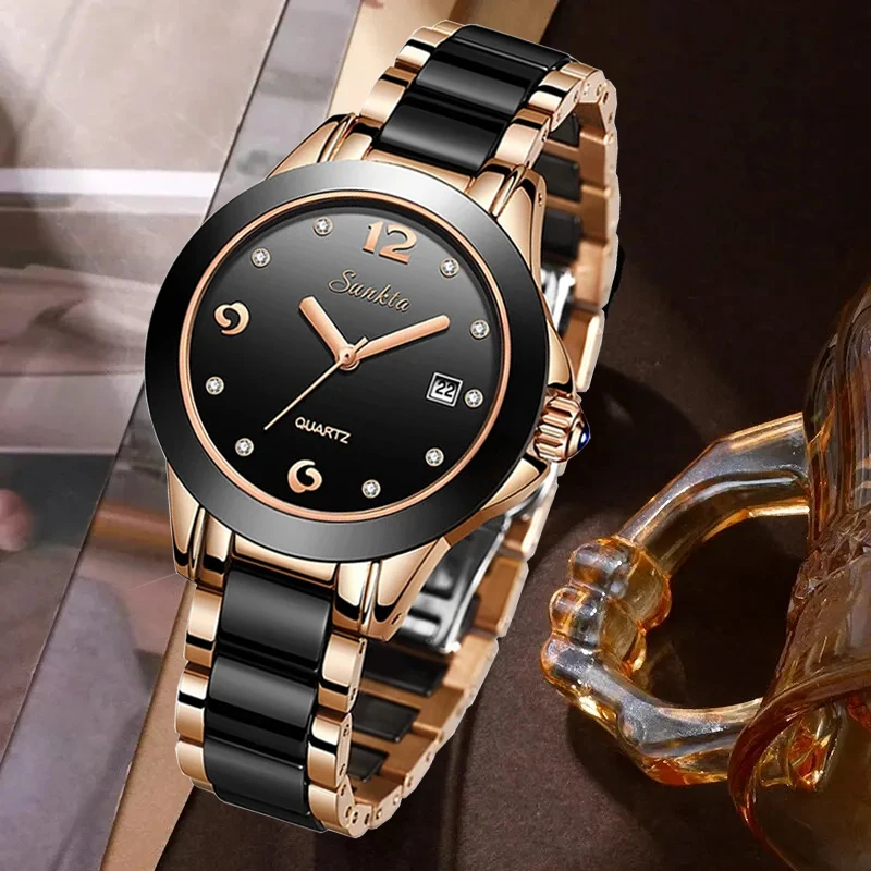 LIGE Sunkta Fashion Elegant Women's Watches Casual Luxury Ceramic ...
