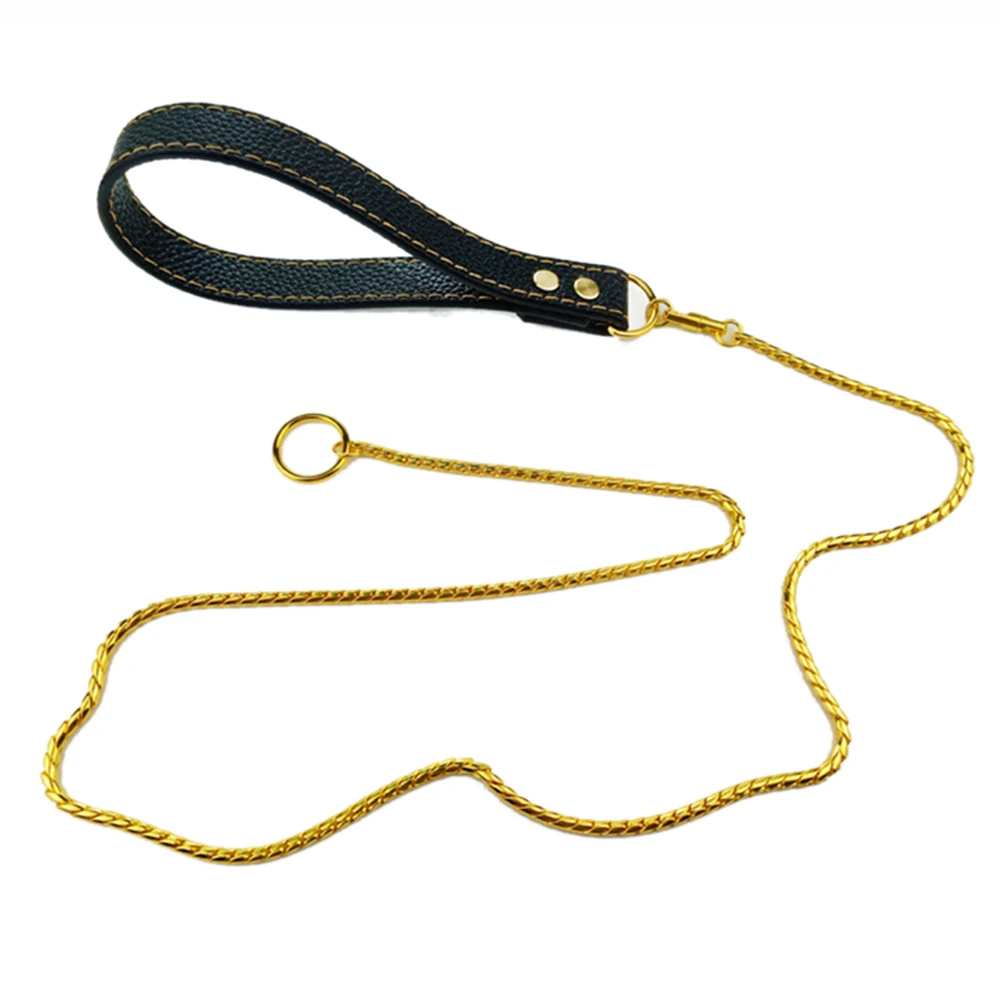 Chew-Proof-Stainless-Steel-Dog-Leash-with-Slip-Chain-Dog-Collar-for ...