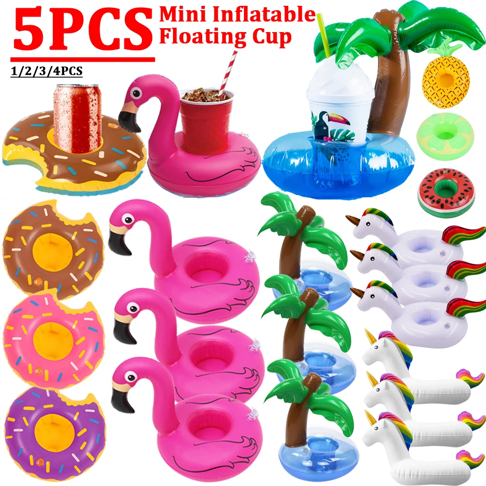 5PCS-Floating-Cup-Inflatable-Flamingo-unicorn-Drinks-Cup-Holder-Pool ...