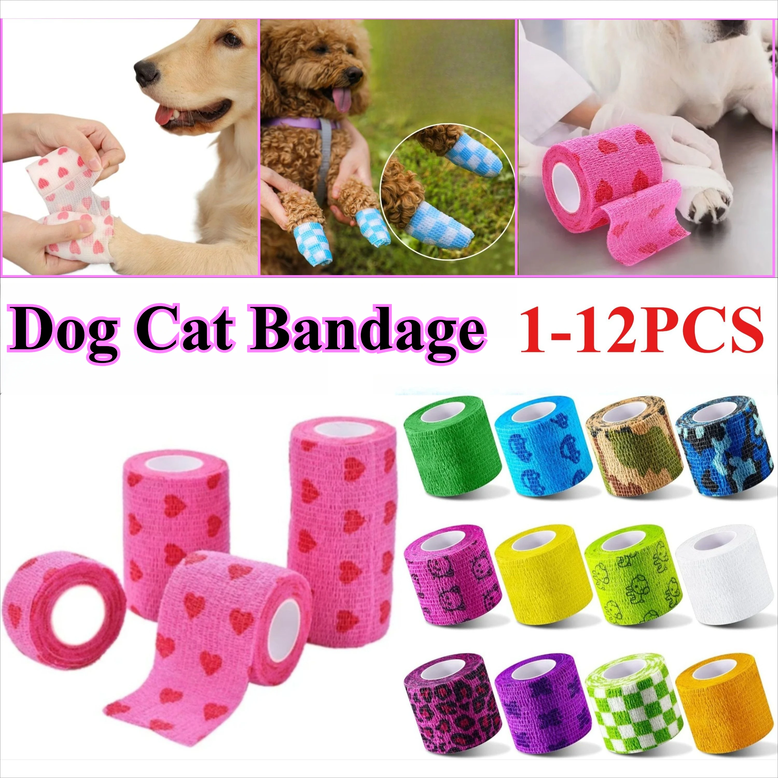 Cat Self-adhesive Elastic Bandage Dog Cat Bandage Leg Cover Protector ...