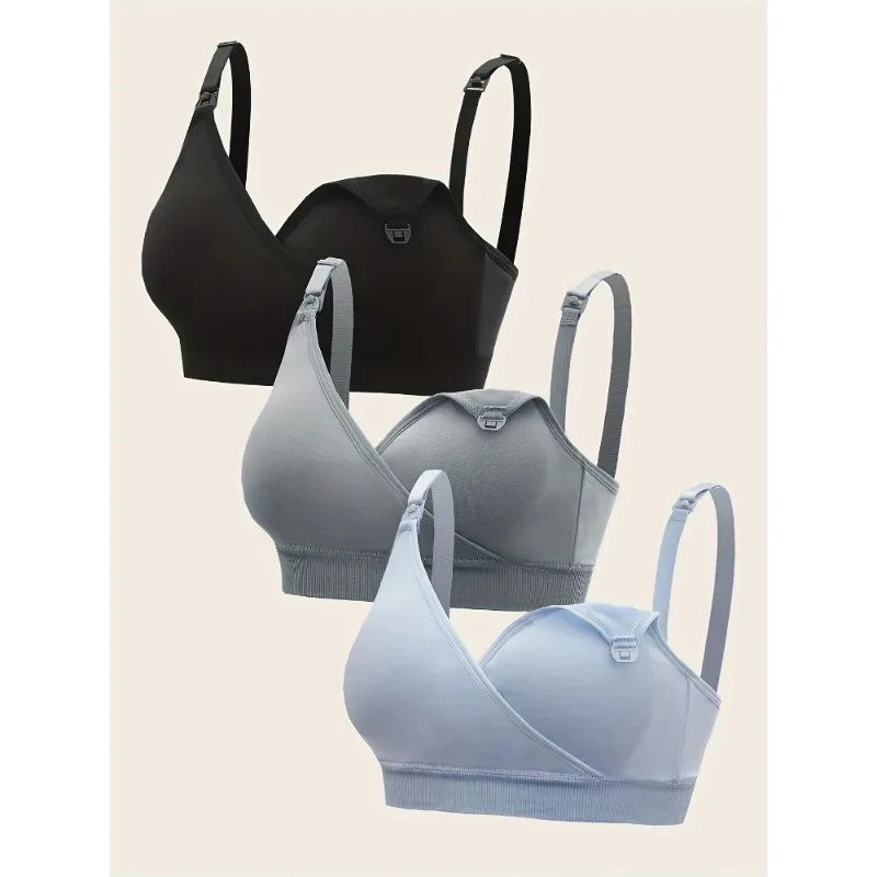 3 PCS Set Breathable Front Open Nursing Bra Maternity Underwear ...