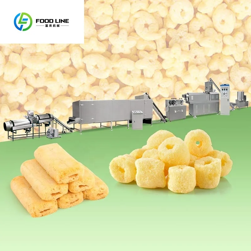Automatic Make Rice Corn Extrusion Snack Puff Make Production Line Twin ...