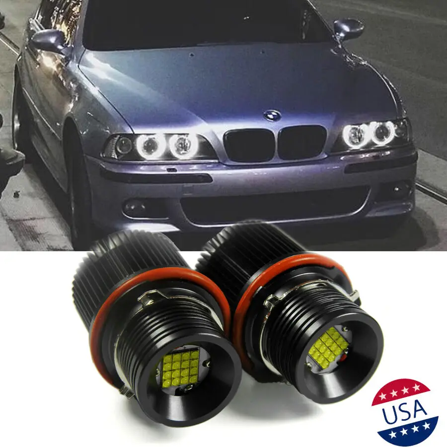 White LED Lights Angel Eyes Ring Marker Bulbs For BMW E39 E60 E63 X5 ...