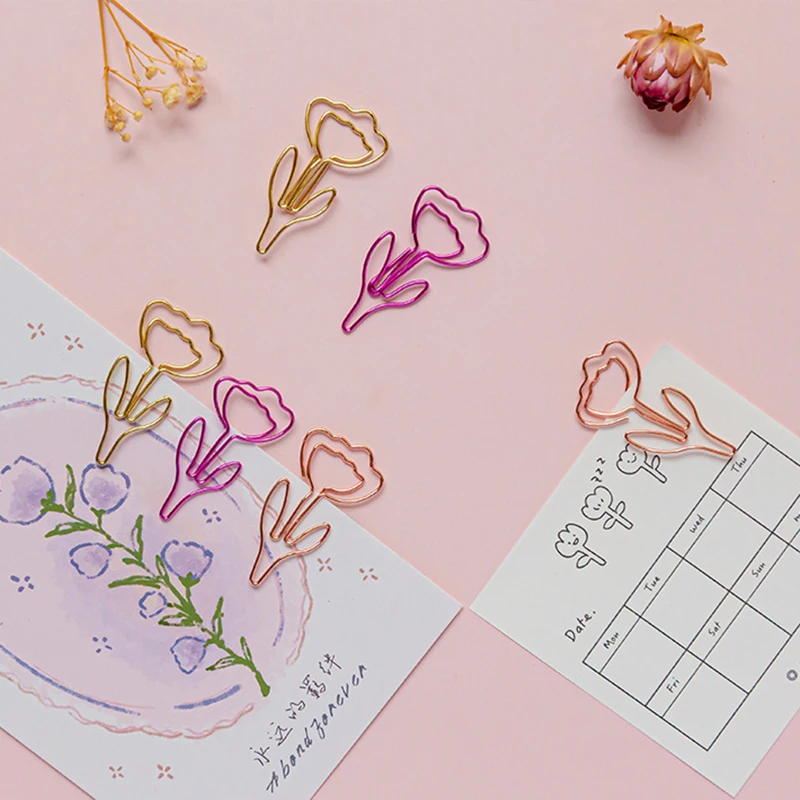 10PCS/Set Colored Flower Shaped Paper Clip Colored Paper Clip Office ...