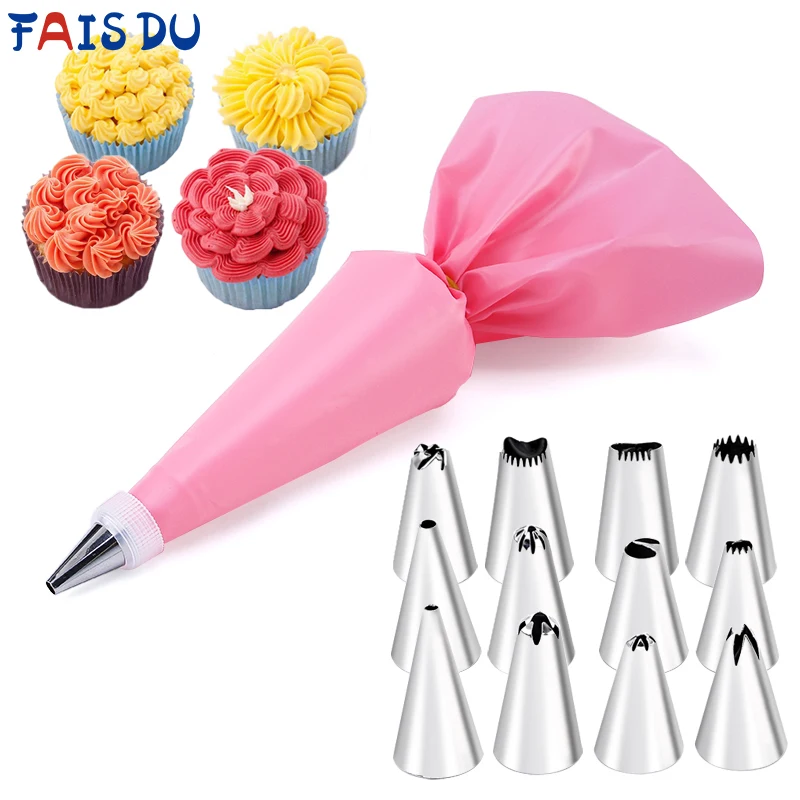 6-24-Pcs-Set-Pastry-Bag-and-Stainless-Steel-Cake-Nozzle-Kitchen ...