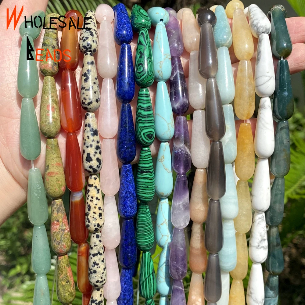 Natural-Stone-Beads-Water-Drop-Shape-Lapis-Lazuli-Amethyst-Turquoises ...