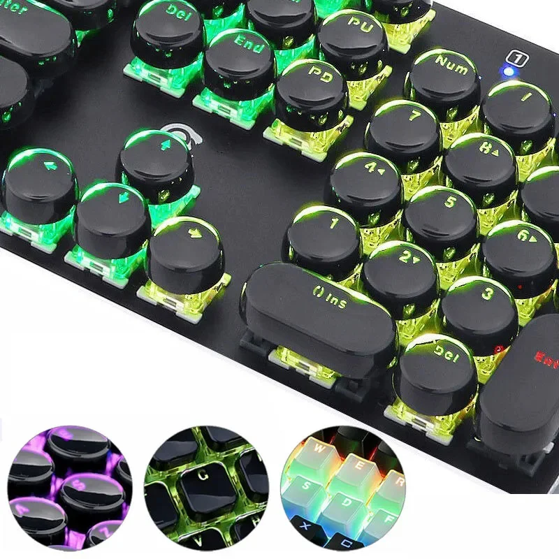 Translucent Keycaps 104 Keys Layout Low Profile White Black Keycaps DIY ...