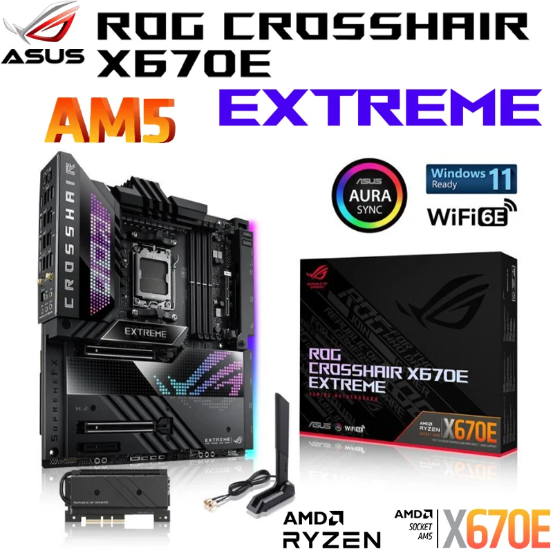 AM5 ASUS ROG CROSSHAIR X670E EXTREME Placa Mãe AMD Ryzen 7000 CPU ...