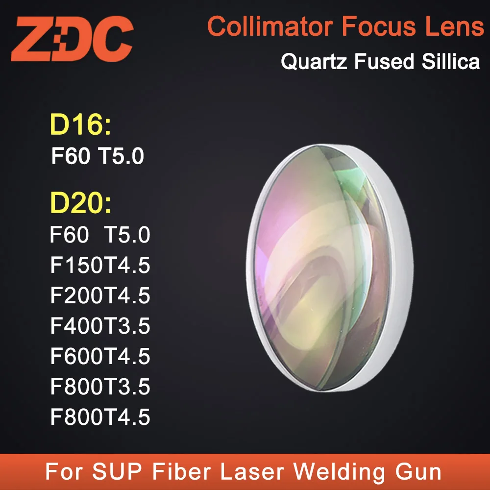 ZDC Fiber Laser Collimator Lens Focus Lens D16F60 D20F150 Quartz Fused Sillica For SUP20S/21S ...