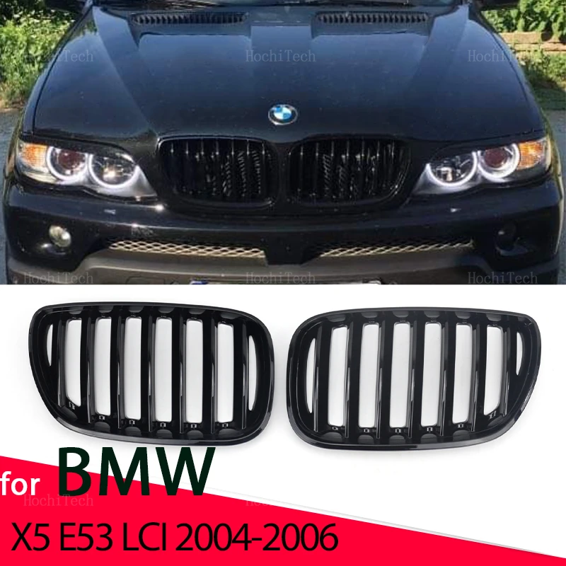 Glossy Black Front Hood Kidney Grille Grill ABS Dual Line Compatible ...
