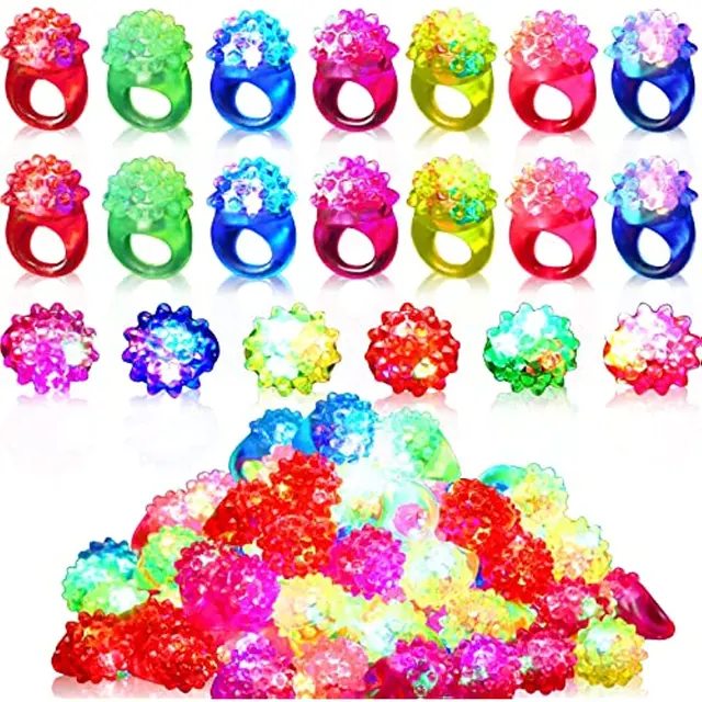 50pcs LED Light Up Ring Bumpy Rings Flashing LED Bumpy Jelly Ring Light ...