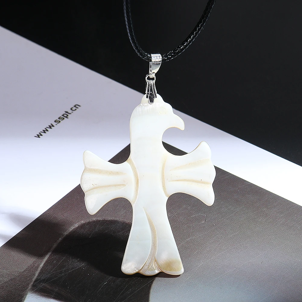 Cute Peace Dove Pigeons Bird Rope Chain Pendant Natural White Mother of ...
