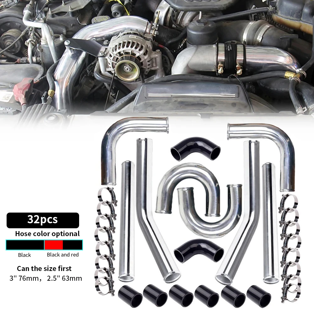 Universal Aluminum Turbo Intercooler Piping Kit 2'' 51mm 2.5'' 63mm 3 ...