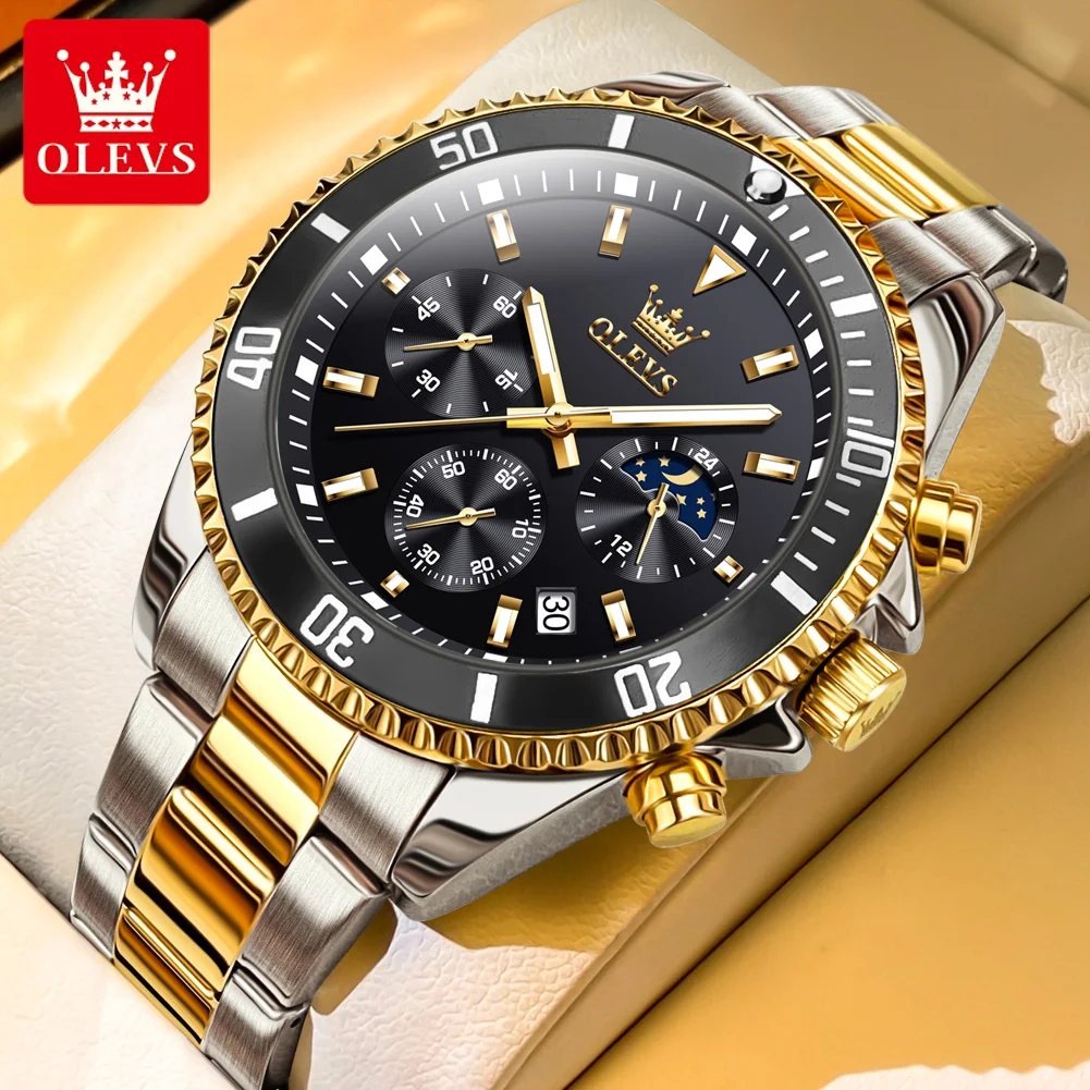 OLEVS-Luxury-Chronograph-Quartz-Watch-for-Men-Stainless-Steel-Sports ...