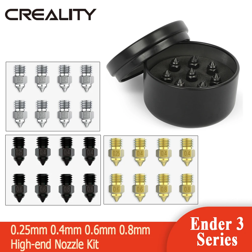 Creality 3d Printing High-end Nozzle Kit 0.25mm 0.4mm 0.6mm 0.8mm Brass ...