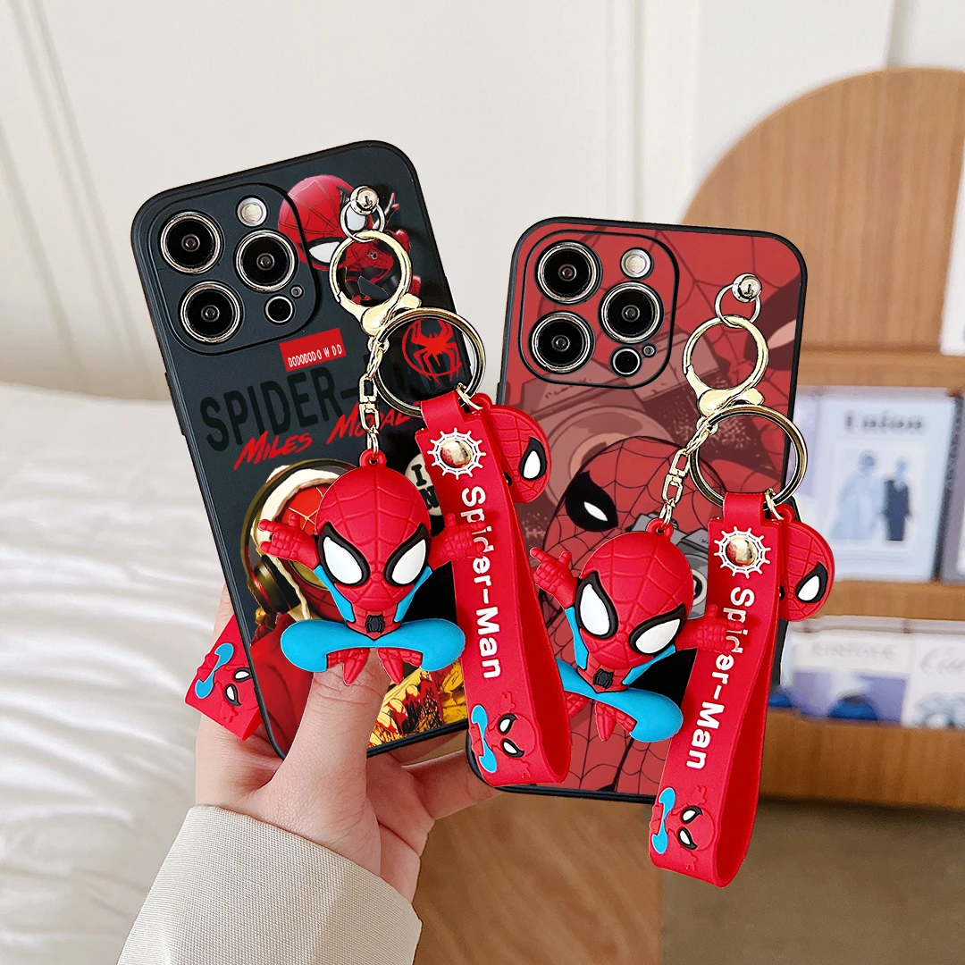 Spiderman Themed Phone Case with Keychain Attachment for Moto G54 5G (K022)
