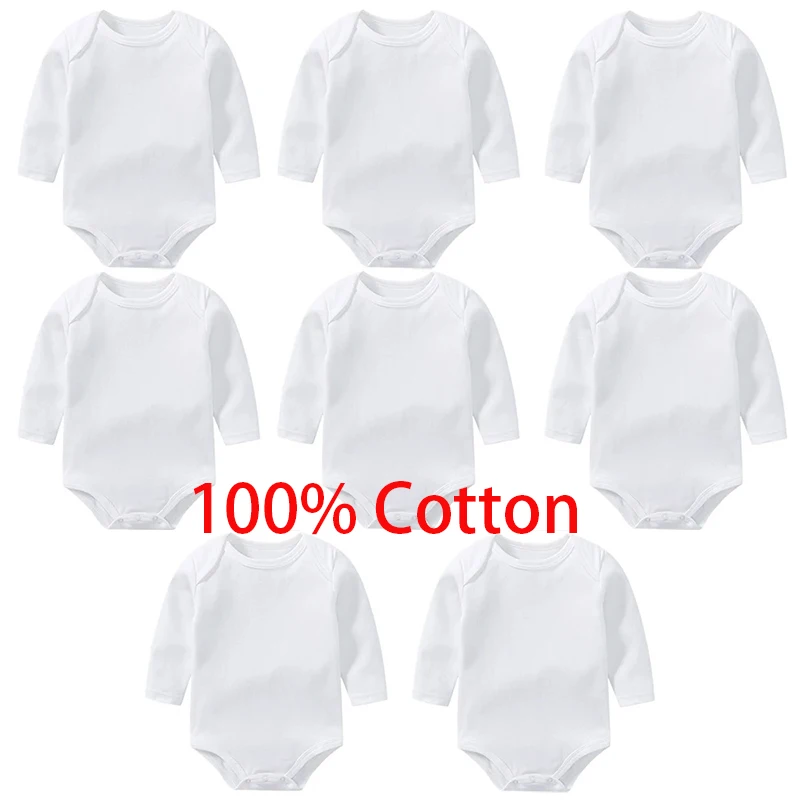 Baby-Clothes-100-Cotton-Solid-White-Long-Sleeve-Bodysuits-Newborn-Baby ...