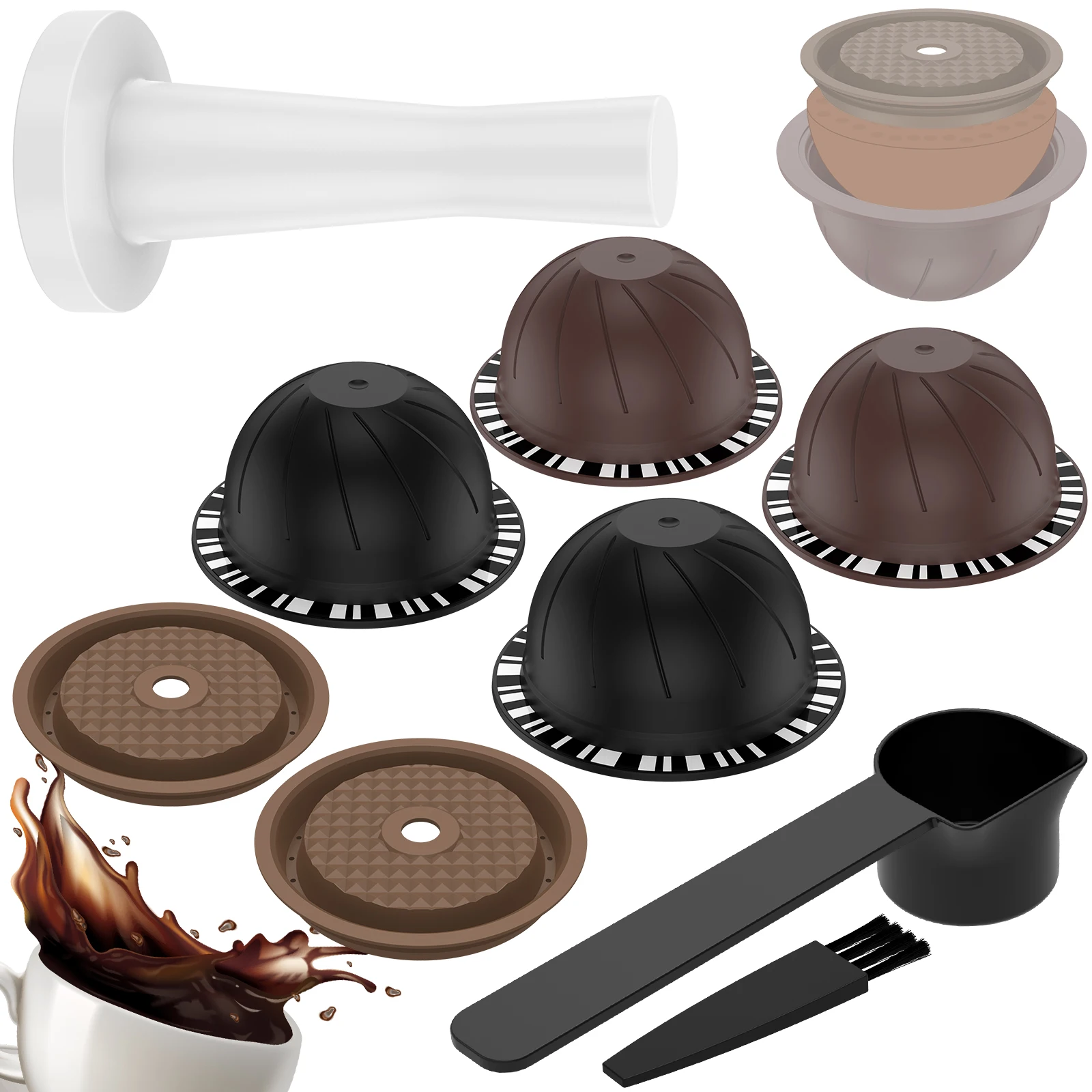 9-5pcs-Espresso-Coffee-Capsules-Reuse-Coffee-Pod-Filling-Hammer-with ...