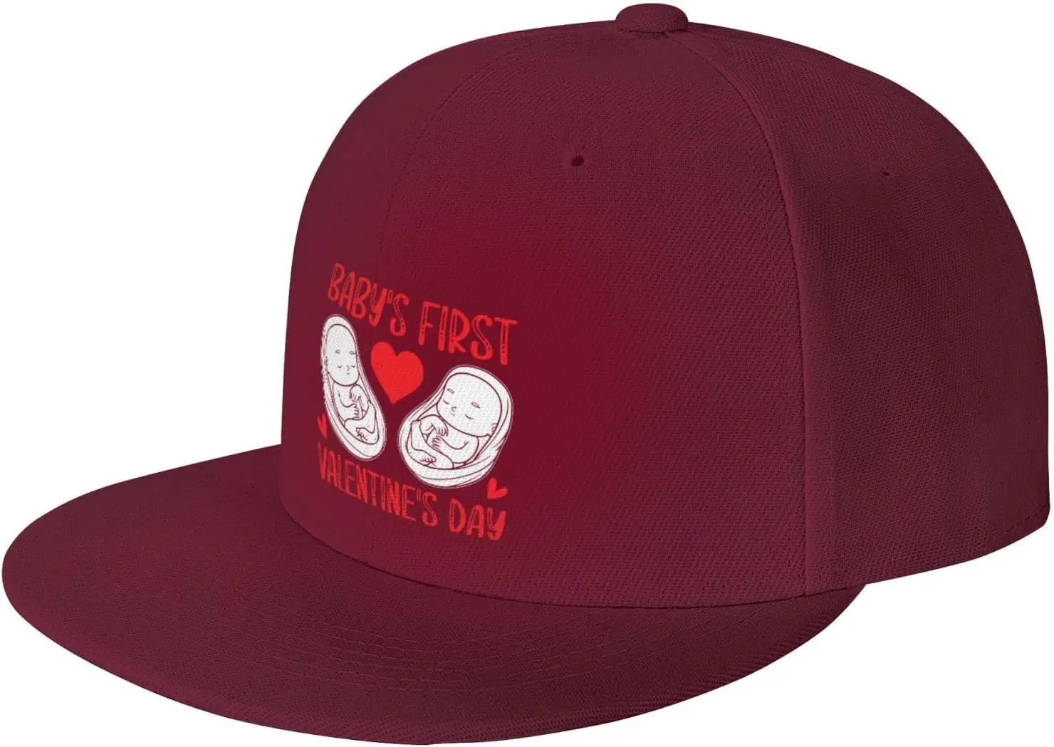 Babys First Valentines Day Twins Fetus Graphic Flat Bill Cap Polyester ...