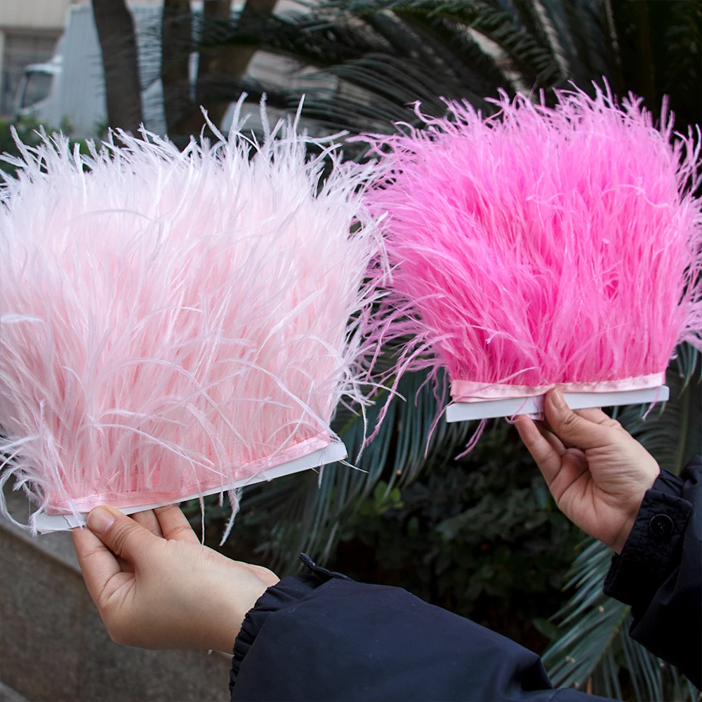 Plumes-d-Autruche-Roses-V-ritables-Garniture-Frange-8-10cm-pour ...