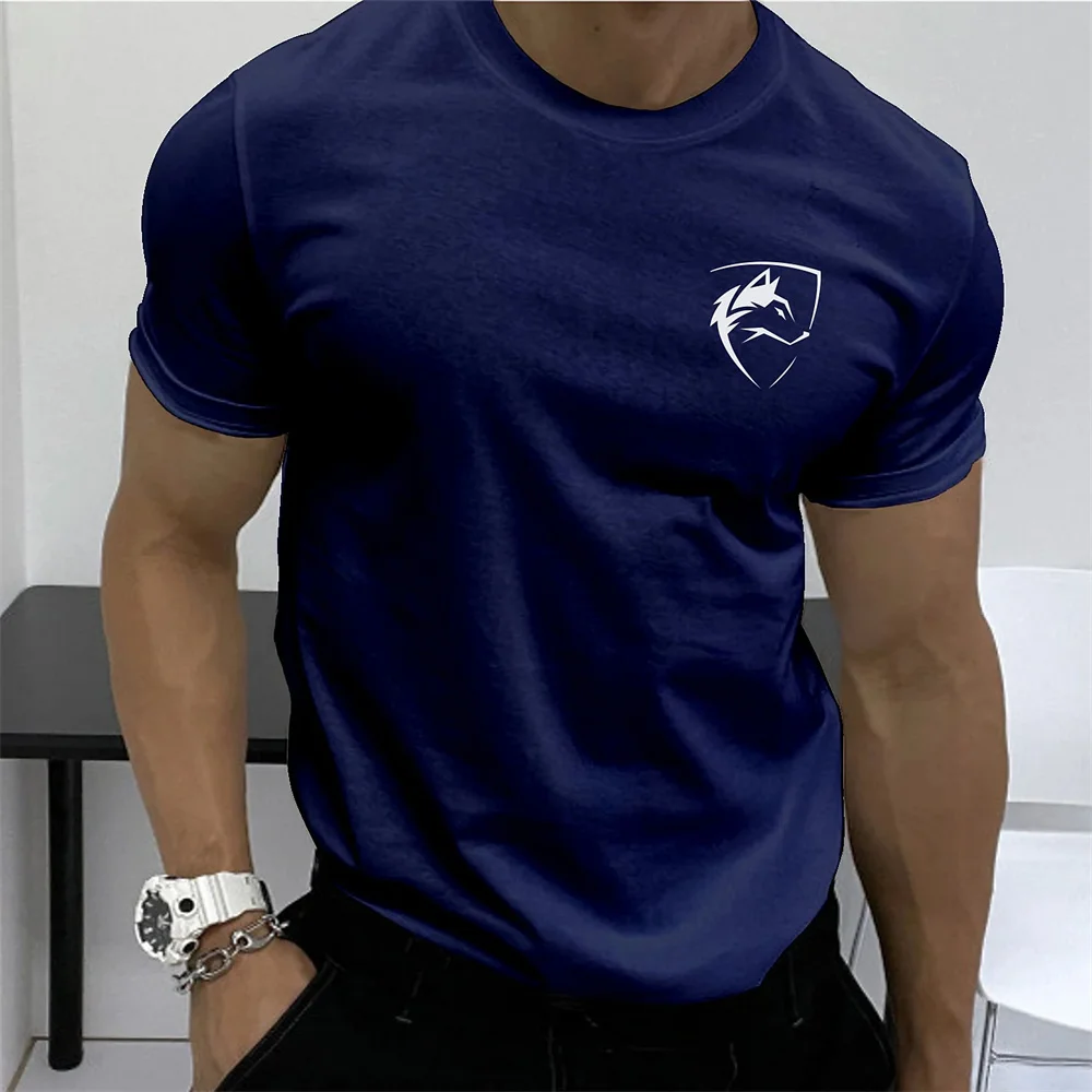 Ver-o-T-Shirt-Para-Homens-Simples-Wolf-Head-Badge-Impresso-Cl-ssico-Dos ...