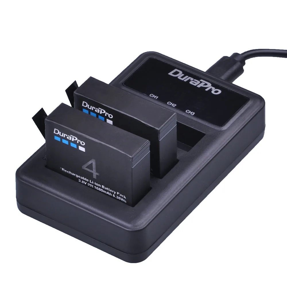 DuraPro-1680mAh-Bateria-For-GoPro-Hero-4-Hero4-battery-LED-3-Slot ...