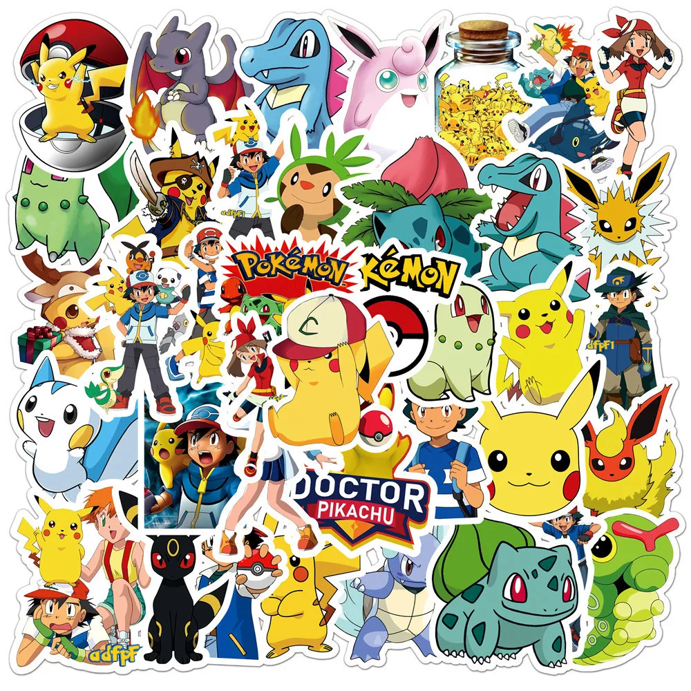 50pcs-Pokemon-Stickers-Notebook-Guitar-Skateboard-Waterproof-Pikachu ...