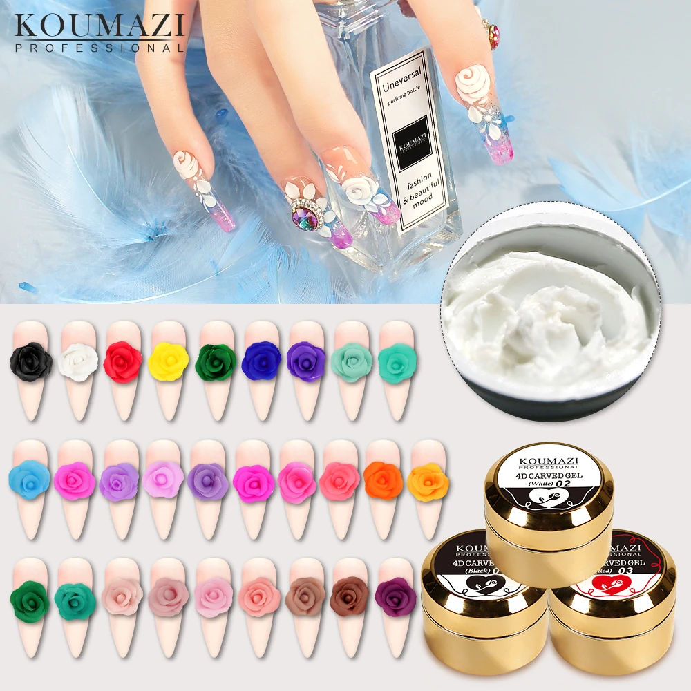 4D Gel Plasticine Nail Art Design Soak Off UV LED Carving Sculpture ...