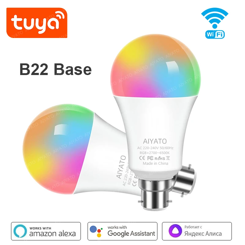 B22-Base-UK-TUYA-Wifi-Smart-Bulb-Bluetooth-lamps-Led-RGB-Smart-Light ...