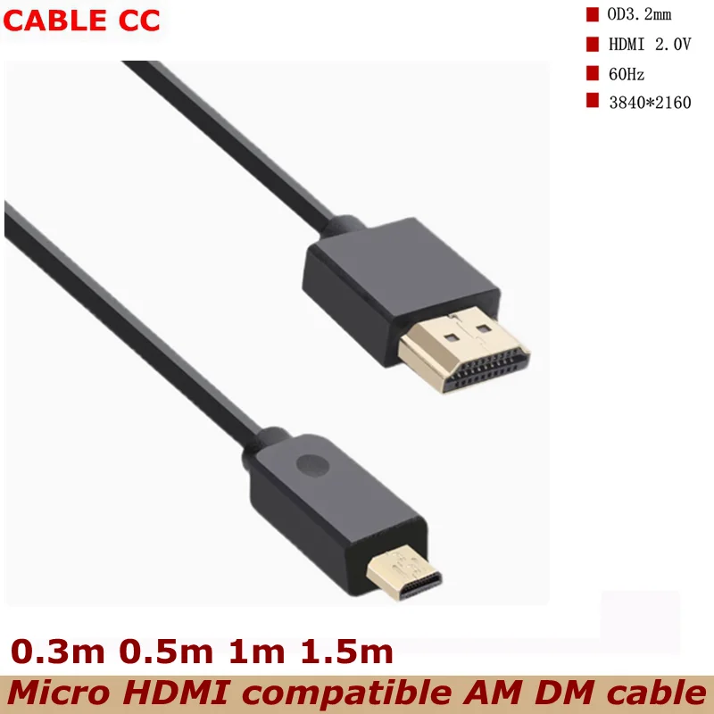 Ultra fine Micro HDMI - compatible with high-definition cable 4K 60HZ ...