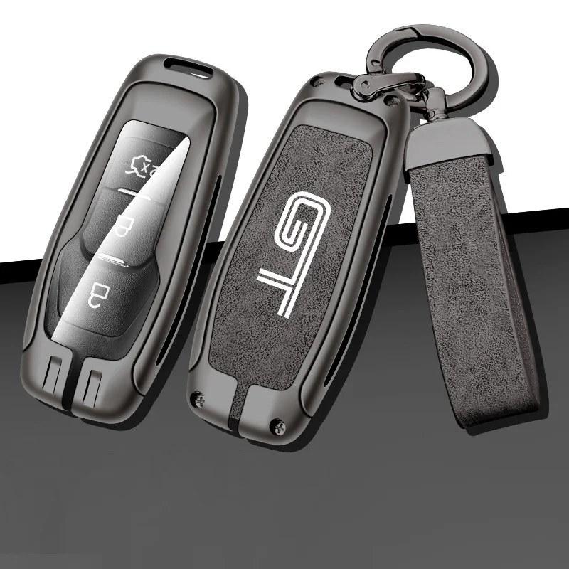 Zinc Alloy Leather Car Remote Key Case Cover Shell For Ford GT Mustang ...