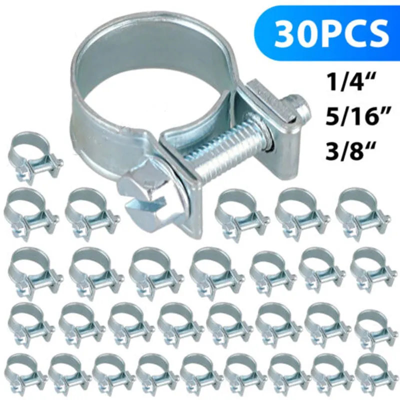 30PCS-Car-Fuel-Hose-Clips-Hoses-Clamps-Set-Mini-Carbon-Steel-Air-Hose ...