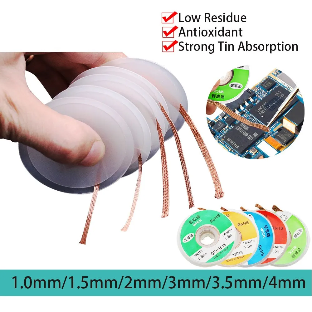 1-3Pcs-Desoldering-Wire-1-5M-Length-Solder-Braid-Welding-Solder-Remover ...