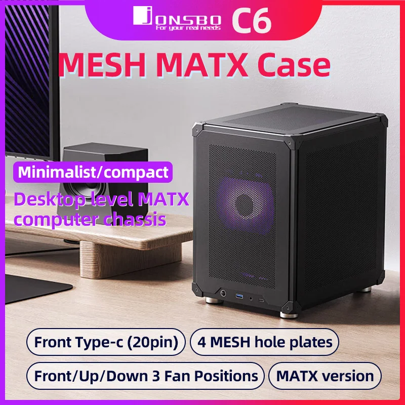 Jonsbo C6 Case MATX ITX MESH Boards Type-c ATX Power Supply 200-255mm ...