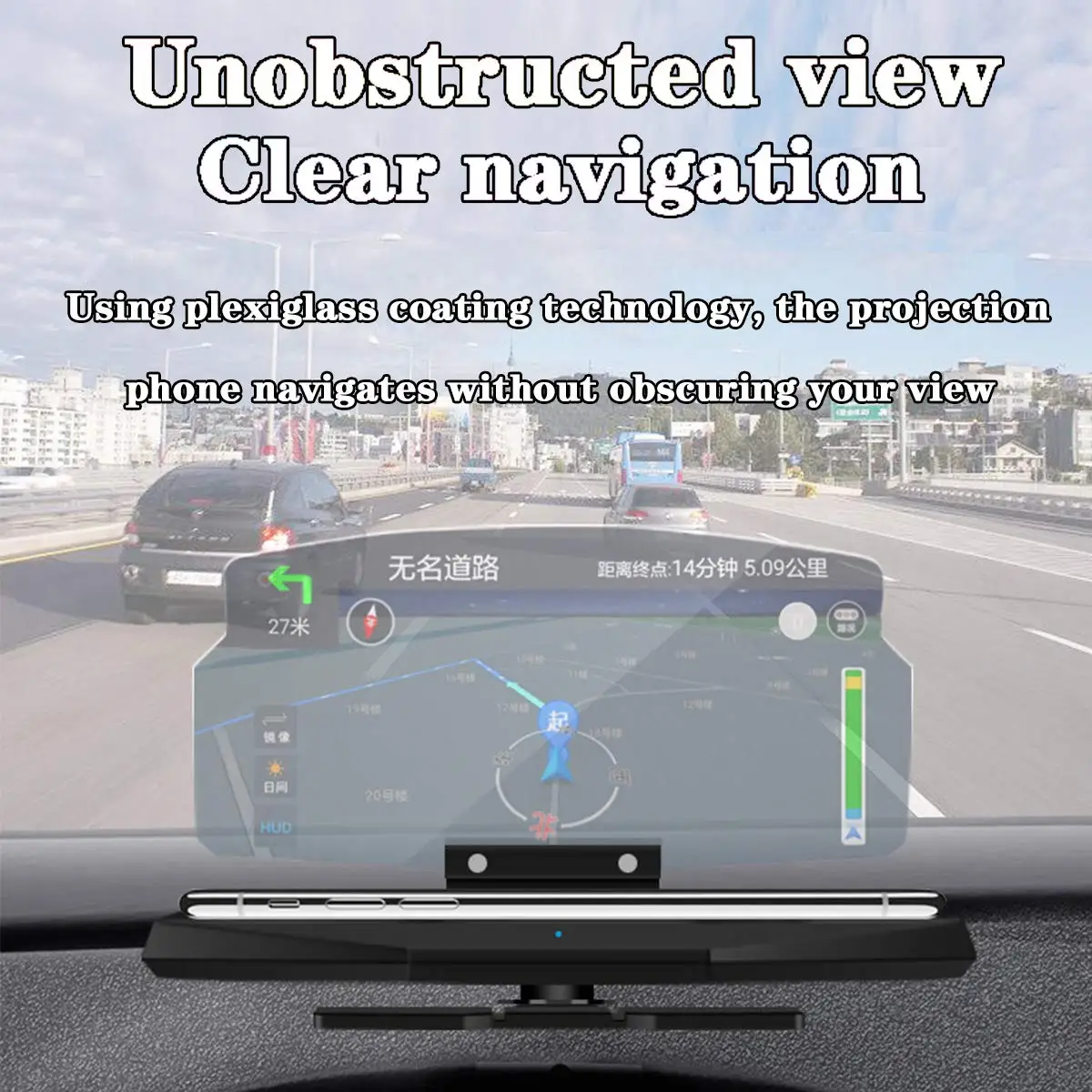 Car Hud Head-Up Display Mobile Phone stand Hud HD Car Navigation ...