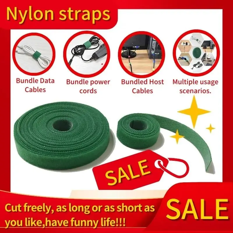 5m-1-Roll-Black-Green-Nylon-Cable-Ties-Magic-Tape-10mm-Wide ...