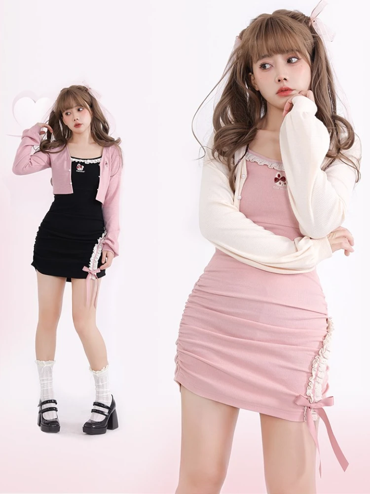 Kawaii Sweet Two Piece Set Women 2023 Japanese Sexy Vintage Mini Dress ...