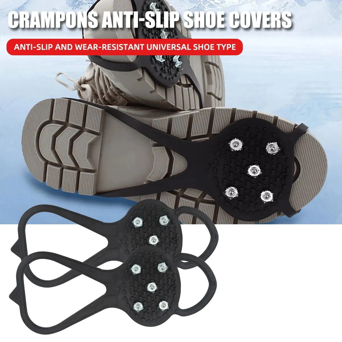 1-Pair-5-Studs-Anti-Skid-Ice-Snow-Camping-Walking-Shoes-Winter-Safety ...