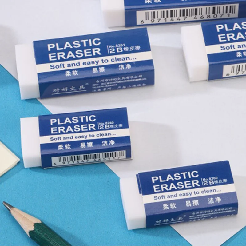 10Pcs 2B White PVC Pencil Eraser Clean And Mess Free Student Exam ...