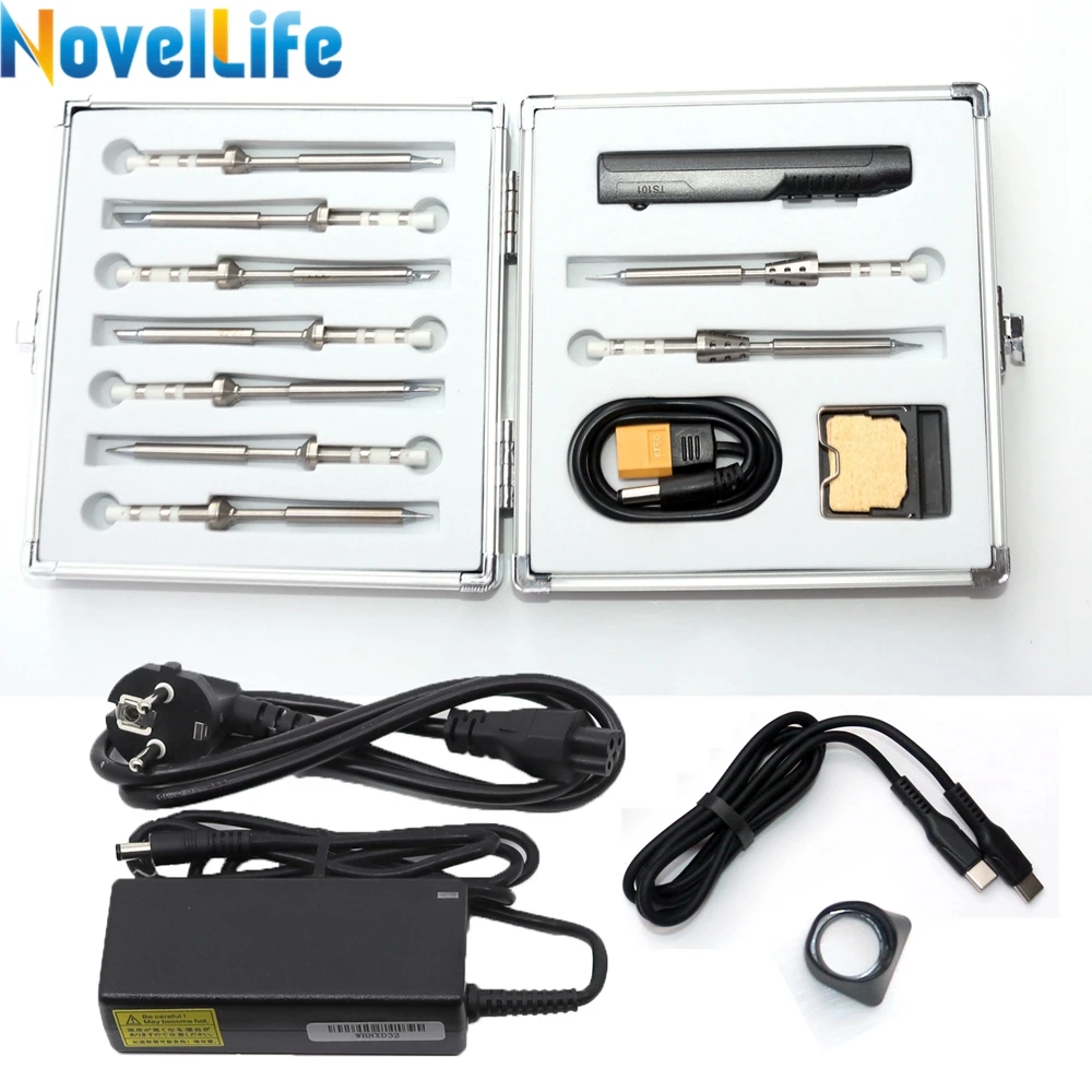 TS100 TS101 Mini Digitale Elektrische Lötkolben Station Kit Einstellbare Temperatur 9 stücke ...