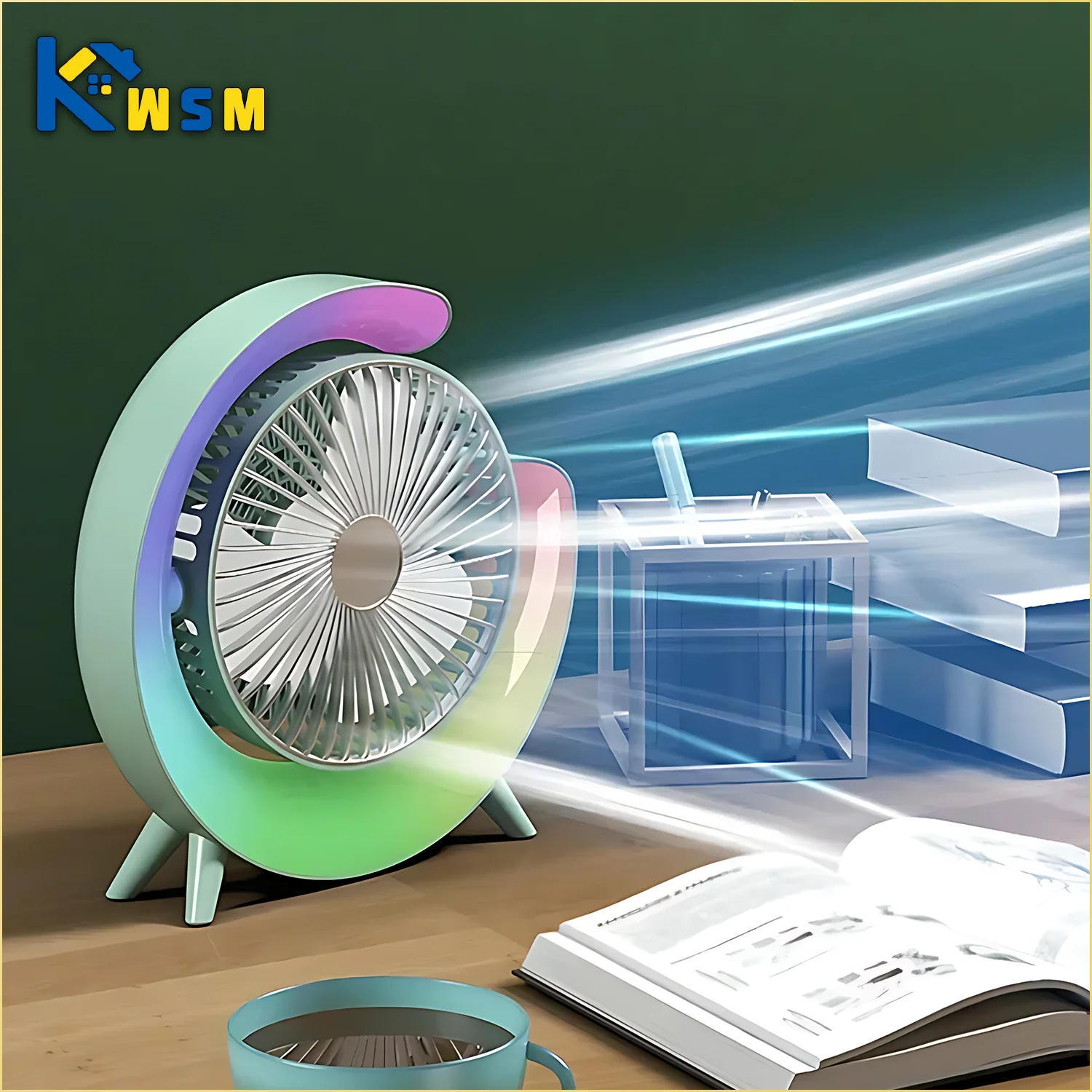 Mini-Portable-Desk-Fan-Rotatable-Fan-with-LED-Night-Light-Home-Office ...
