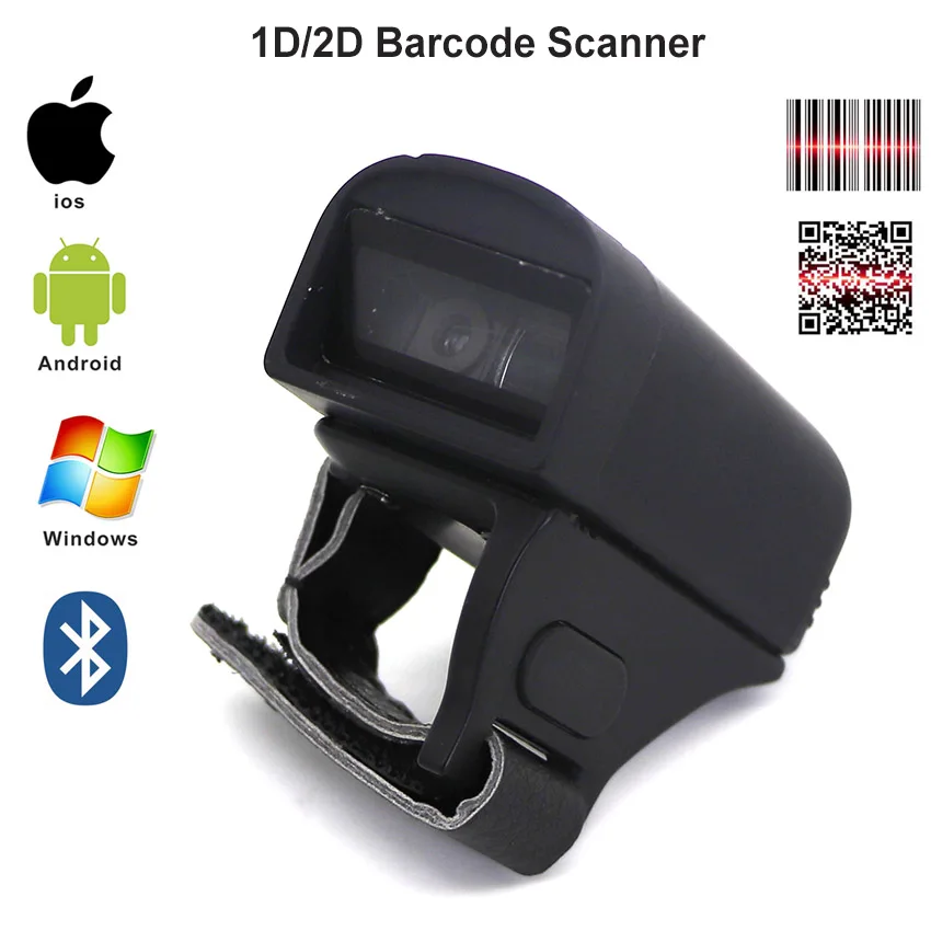 2d Wearable Ring Barcode Scanner Mini Portable 2.4g Wireless Bluetooth ...