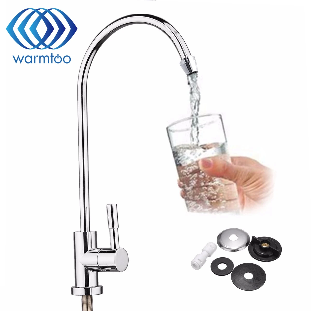 Kitchen Water Filter Faucet Chrome Plated 1/4 Inch Connect Hose Reverse ...