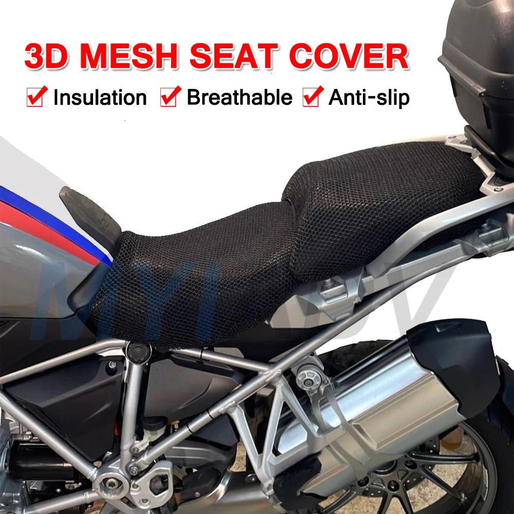 Anti-Slip-3D-Motorcycle-Cushion-Saddle-Mesh-Seat-Protector-Cover-For ...