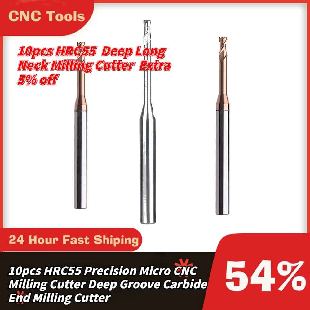 10pcs-HRC55-Precision-Micro-CNC-Milling-Cutter-Deep-Groove-Carbide-End ...