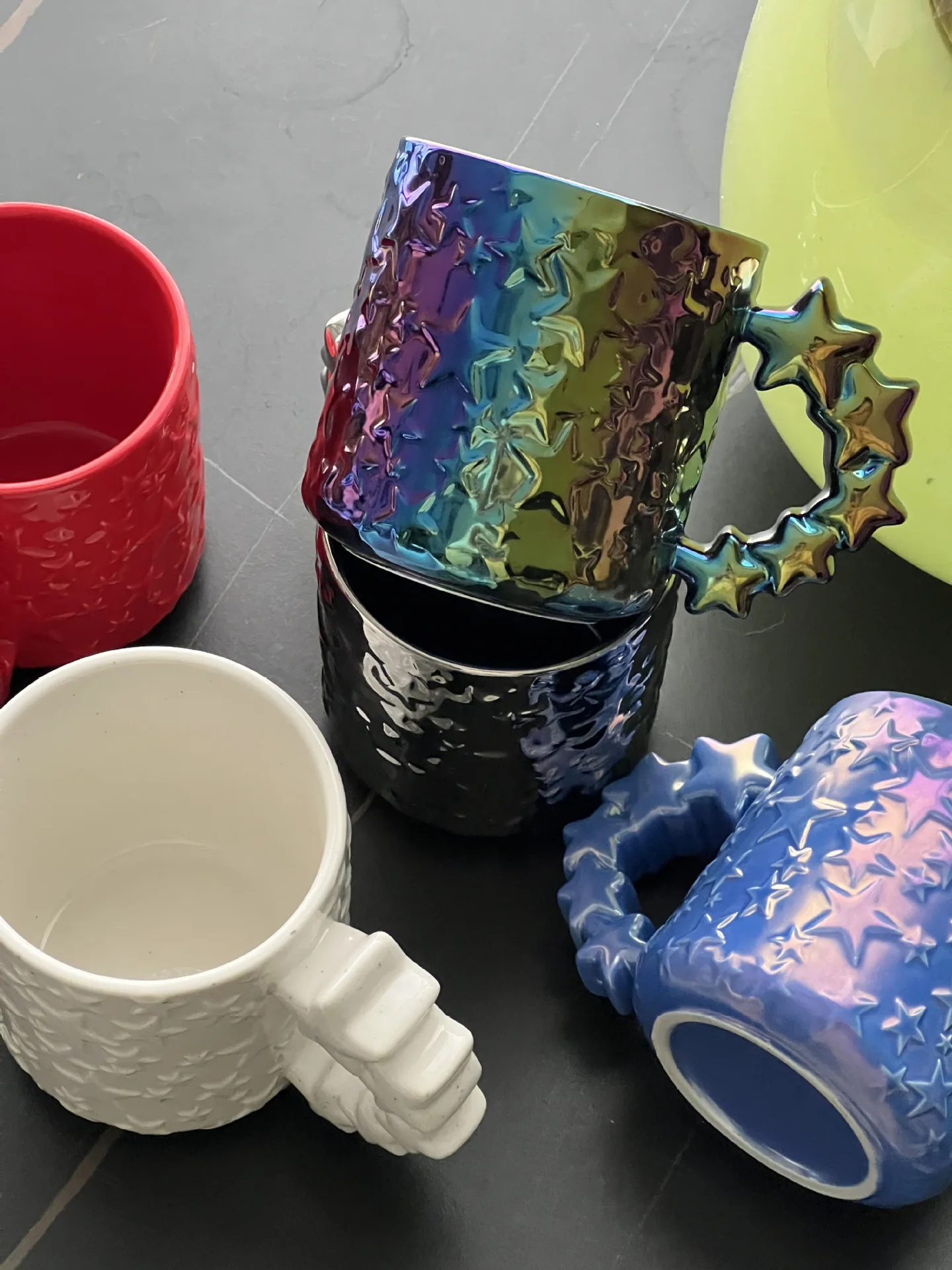 INS wind multicolor electroplating dazzling star cup handmade ceramic ...